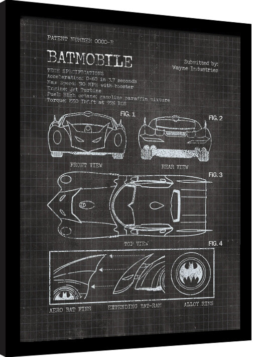 Batman - Batmobile Patent Framed poster | Buy at UKposters