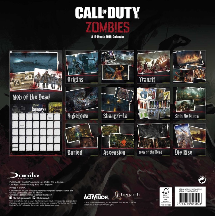 Call of Duty: Zombies - Calendarios de pared 2016 | Consíguelos en ...