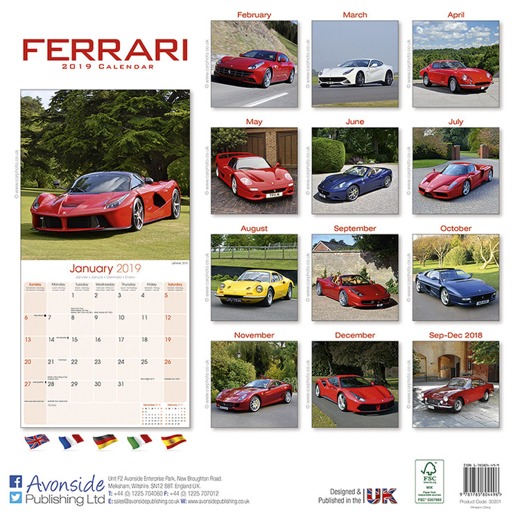 Ferrari - Calendarios de pared 2019 | Consíguelos en Posters.es