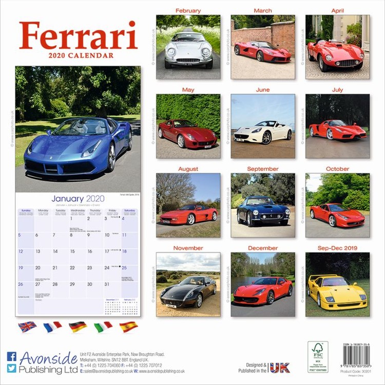 Ferrari - Calendarios de pared 2020 | Consíguelos en Posters.es