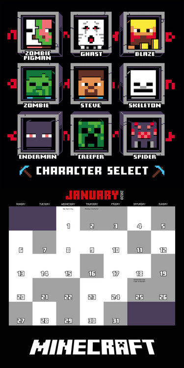 Minecraft - Calendarios de pared 2020 | Consíguelos en Posters.es