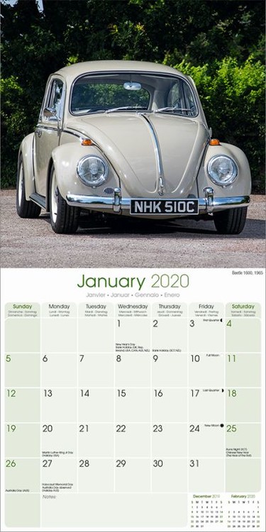 VW Beetle - Calendarios de pared 2020 | Consíguelos en Posters.es