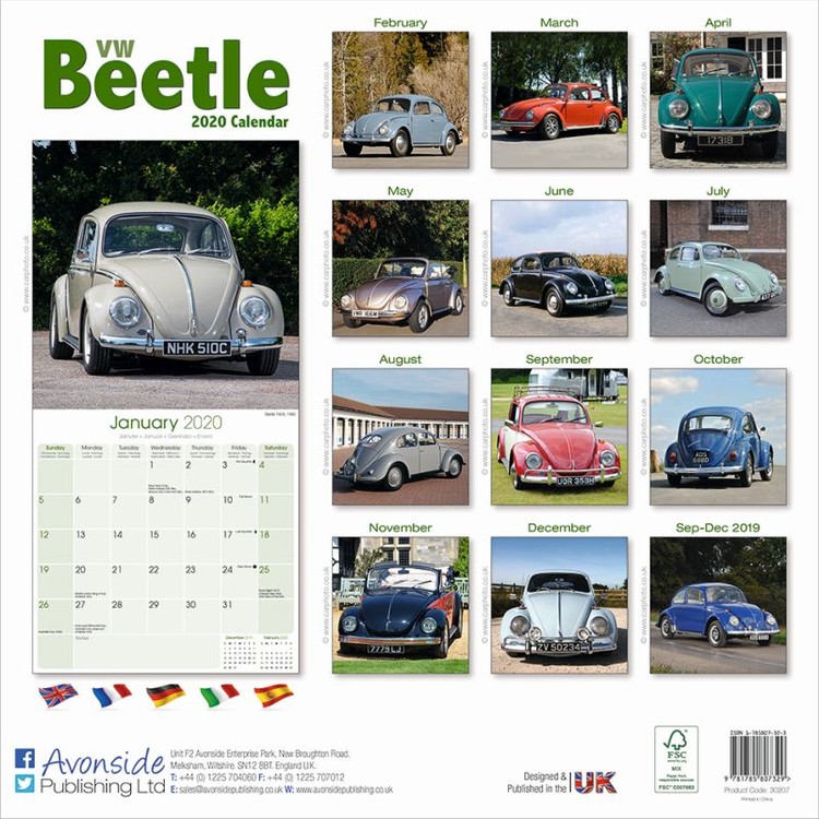 VW Beetle - Calendarios de pared 2020 | Consíguelos en Posters.es