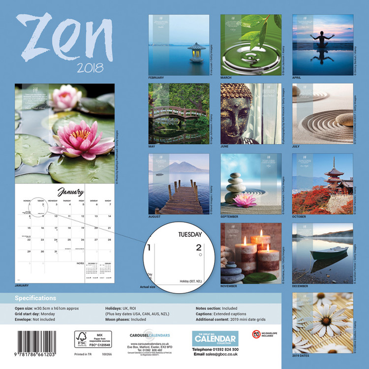 ZEN - Calendarios de pared 2018 | Consíguelos en Posters.es