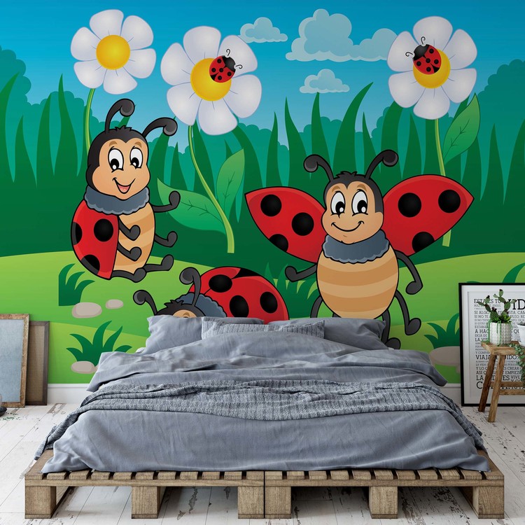 Fototapete, Tapete Cartoon Ladybirds bei EuroPosters - Kostenloser Versand
