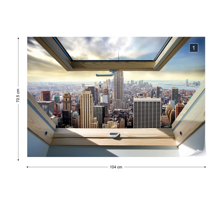 New York City Skyline 3D Skylight Window View Fototapet, Tapet på ...