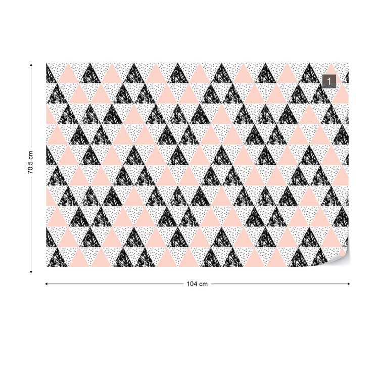 Modern Geometric Triangle Pattern Pink Black fototapeta, tapeta na zeď na Posters.cz