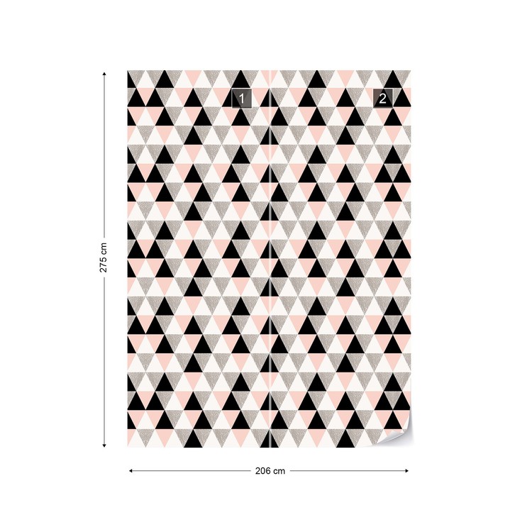 Modern Pink And Black Geometric Triangle Pattern Fototapeta, Tapeta ...