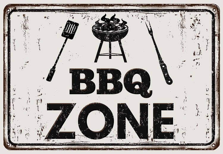 Retro Sign "Bbq Zone" Fototapeta, Tapeta | Kup na Posters.pl