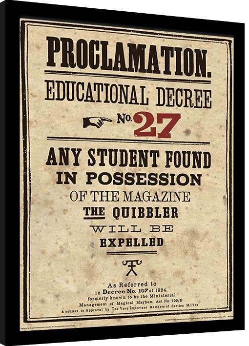 Harry Potter - Educational Decree No. 27 Framed poster | Buy at UKposters