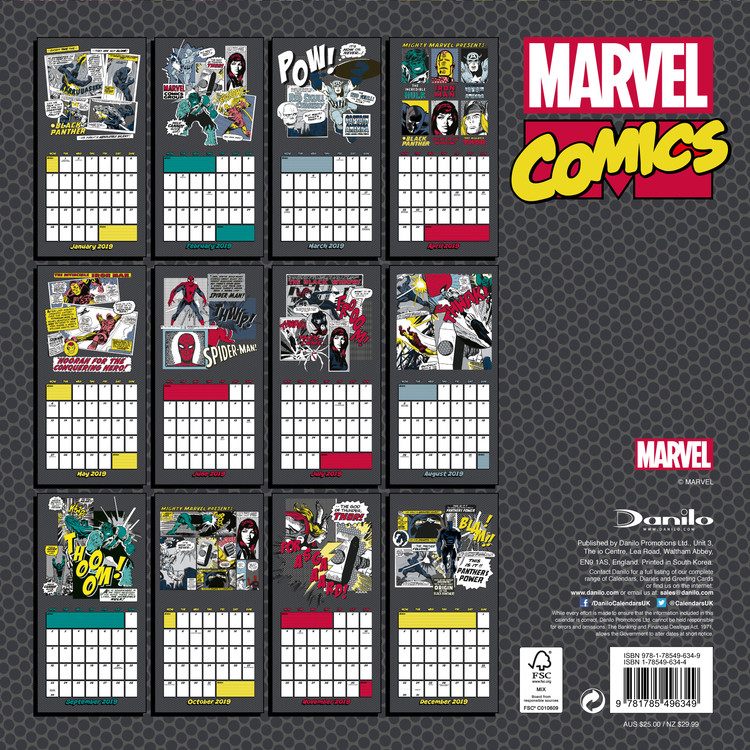 Marvel Comics - Wandkalender 2019 | Kaufen bei Europosters