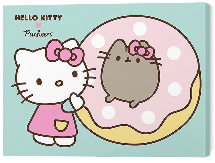 Leinwanddruck Pusheen x Hello Kitty - Treat Time | Canvas Wandbilder ...