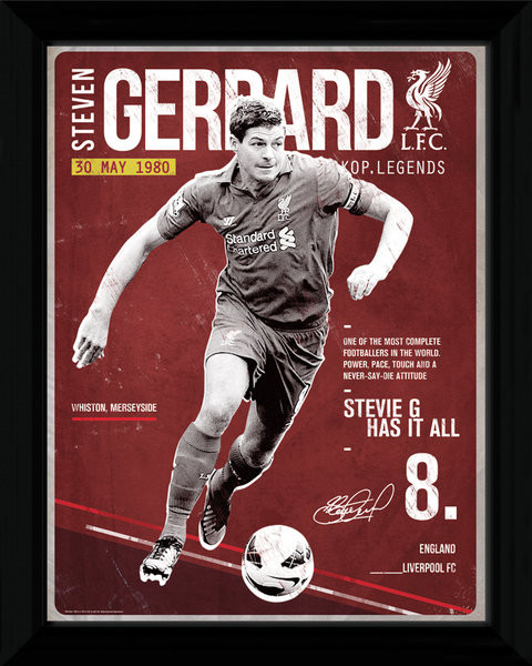 Poster encadré Liverpool - Gerrard Retro | Posters, tableaux | Europosters