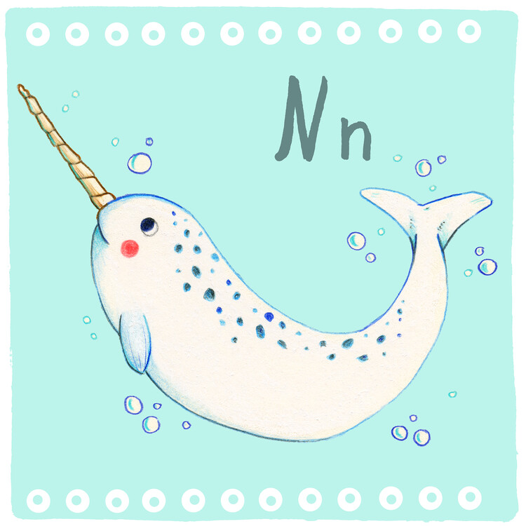 Kunstdruck Alphabet - Narwhale, Judith Loske | Poster, Wandbilder und ...