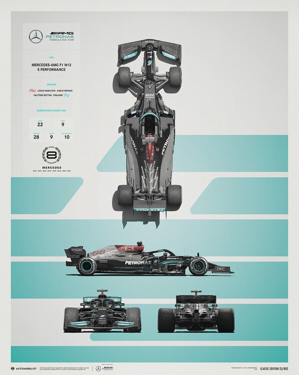 Art Print Mercedes-AMG Petronas F1 Team - W12 - Blueprint - 2021 ...