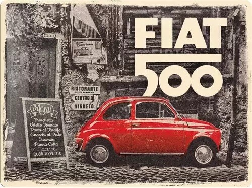 Fiat 500 Retro | Collectible retro metal signs for your wall