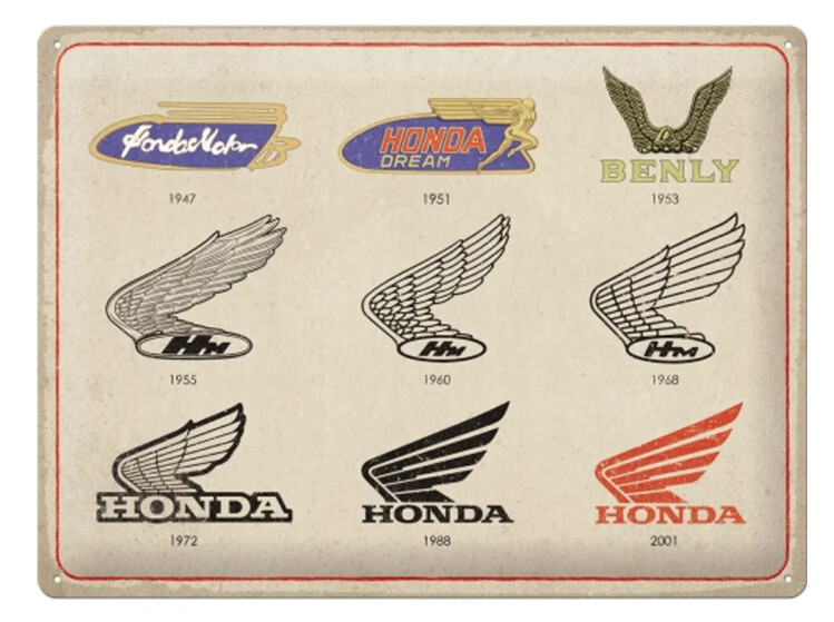 Honda Logo Evolution | Collectible retro metal signs for your wall