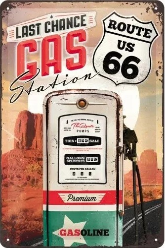 Route 66 - Gas Station | Collectible retro metal signs for your wall