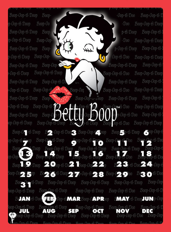 Metallskylt BETTY BOOP KISS CALENDAR | Plåtskyltar i retrostil till ...