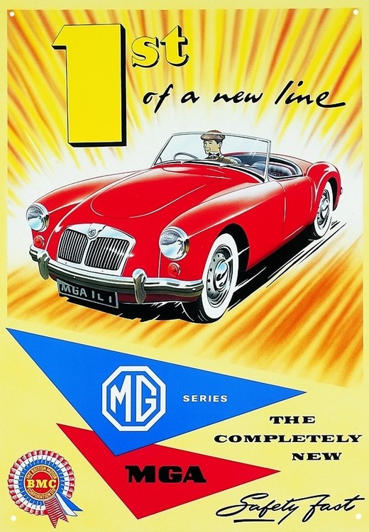 Metallskylt MGA | Plåtskyltar i retrostil till väggen | Europosters
