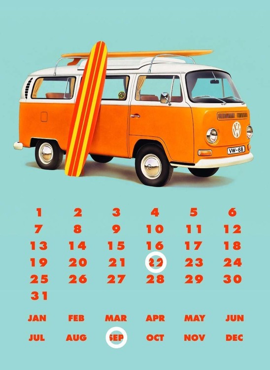 Plaque VW BAY WINDOW KOMBI CALENDAR | Plaques métal vintage décoratives ...