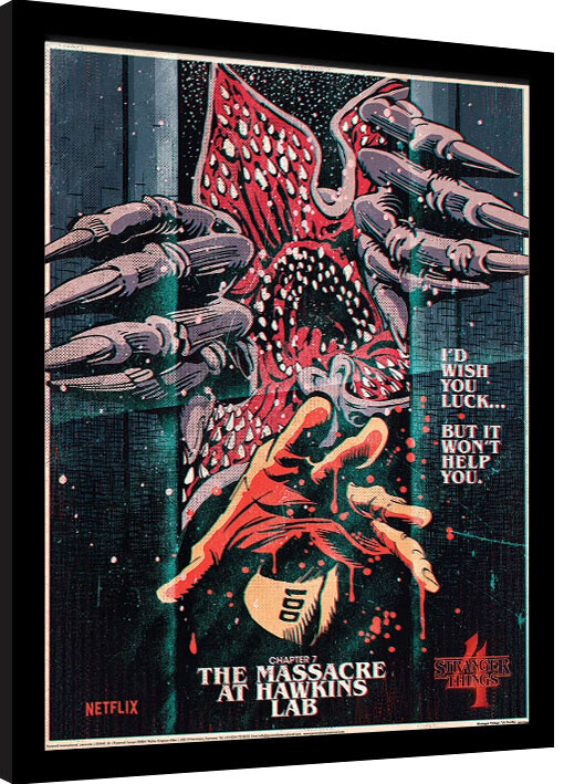 Stranger Things 4 - The Massacre At Hawkins Lab Framed poster | Buy at ...