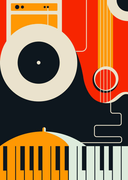 Wall Art Print | Poster template with abstract musical instruments ...