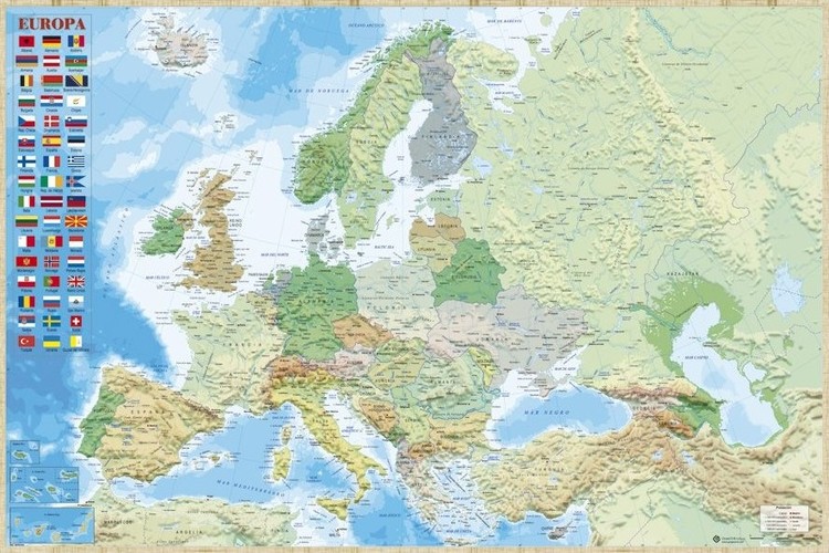 Poster, Affisch Europakarta - Politiska | Affischer på vägg | 3+1 ...