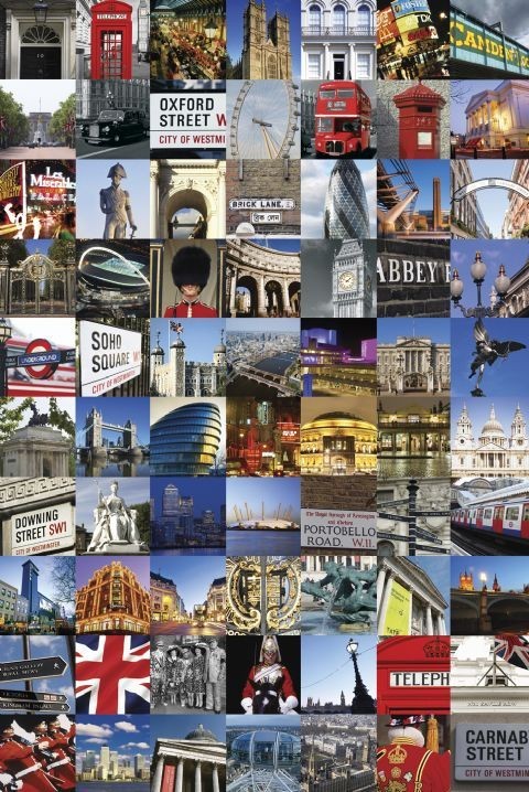 Plakat London - collage | Poster an der Wand | 3+1 GRATIS | Europosters