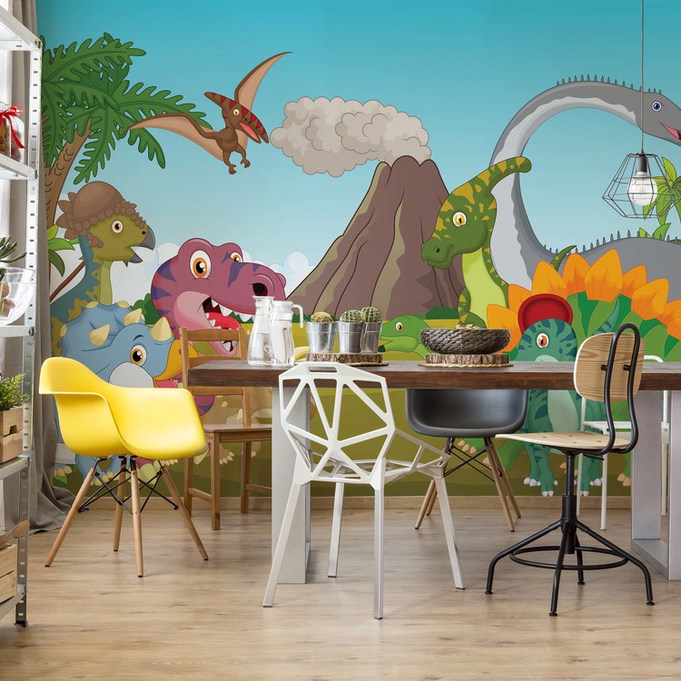 Cartoon Dinosaurs Poster Mural, Papier peint | Acheter-le sur ...