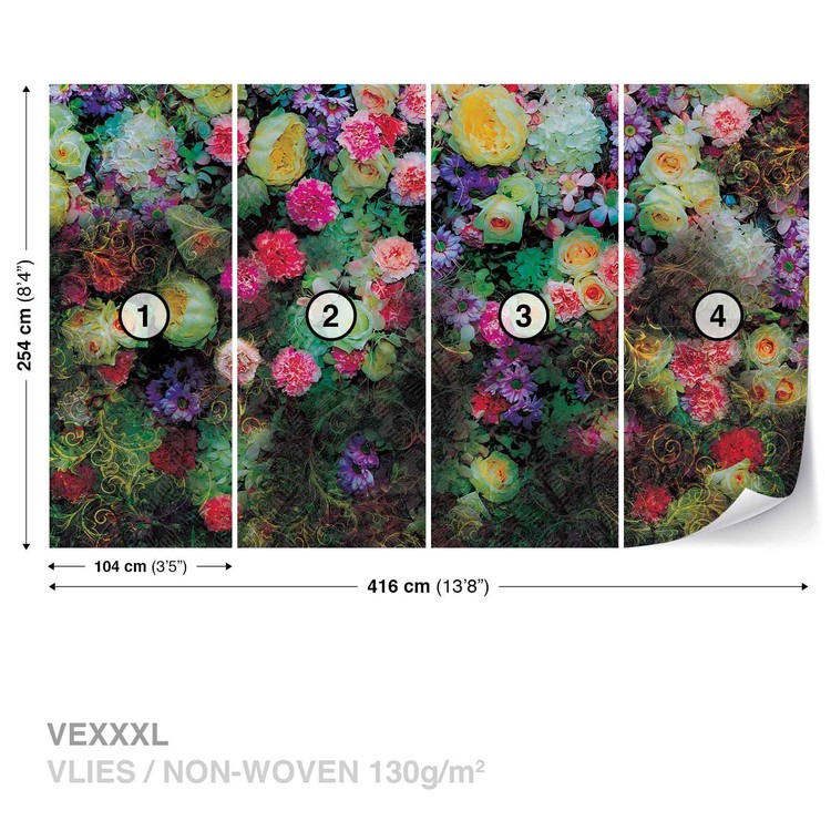 Design Fleurs Colorées Poster Mural, Papier peint | Acheter-le sur ...