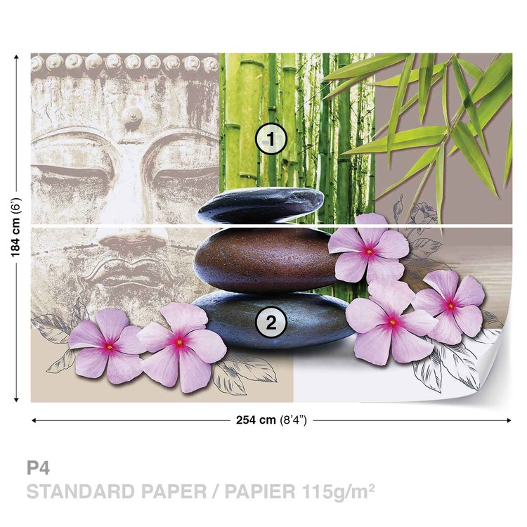 Fleurs aux pierres zen Poster Mural, Papier peint | Acheter-le sur ...