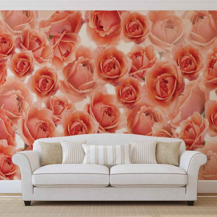 Fleurs Roses Rouges Poster Mural, Papier peint | Acheter-le sur ...