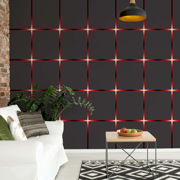 Modern Square Design Red Lights Poster Mural, Papier peint | Acheter-le ...