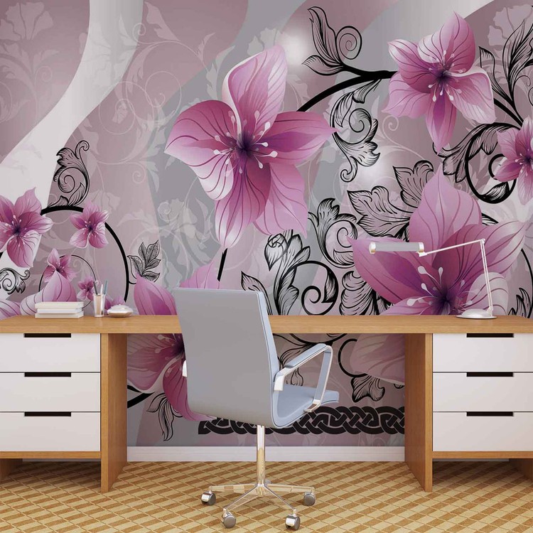 Motif floral de fleurs Poster Mural, Papier peint | Acheter-le sur ...