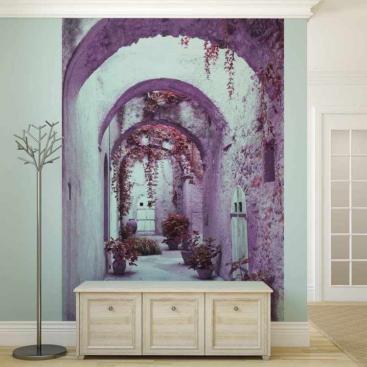 Passage Fleurs Rose Poster Mural, Papier peint | Acheter-le sur ...
