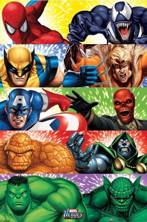 Poster MARVEL HEROES - heroes vs. villains | Muur posters | 3+1 GRATIS ...