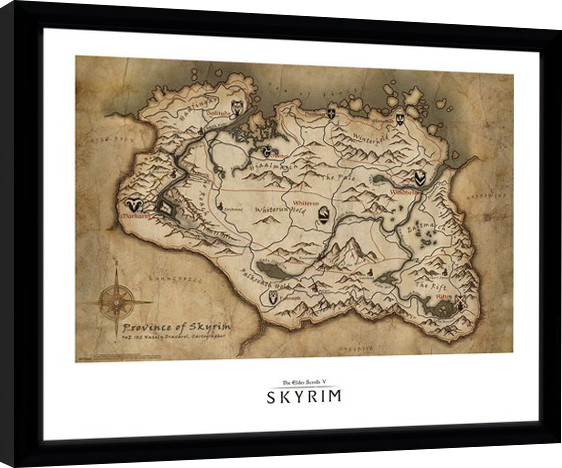 Lámina enmarcada Skyrim - Map| Pósters, cuadros | Posters.es