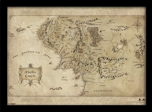 The Hobbit - Middle Earth Map Framed poster | Buy at UKposters