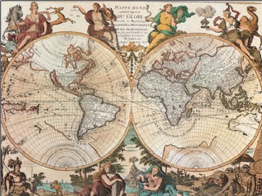 Art Print World Map - Antique Style, Jaillot | Posters, Wall Art ...